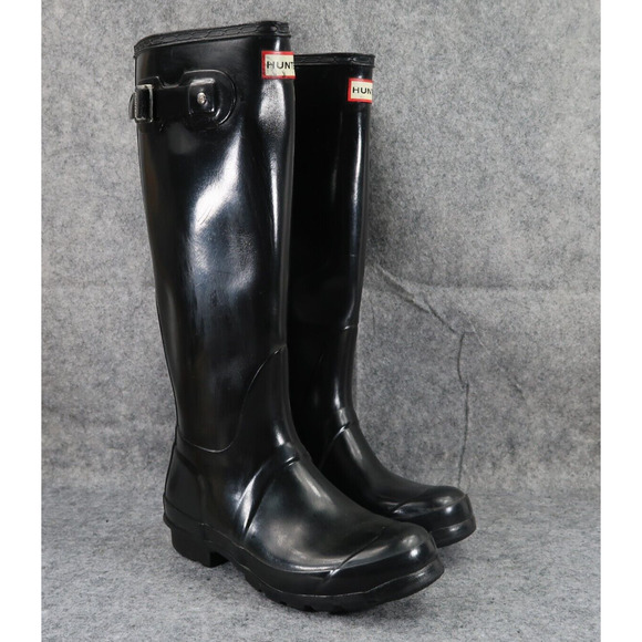 Hunter | Shoes | Hunter Boots Womens 6 Original Tall Gloss Black Rain ...